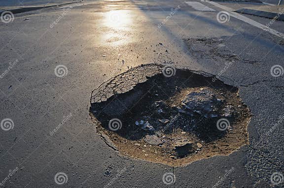Pothole stock image. Image of broken, construction, cracked - 24422387
