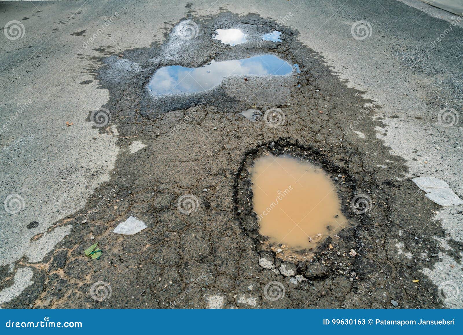 Pothole on the road stock image. Image of surface, puddle - 99630163