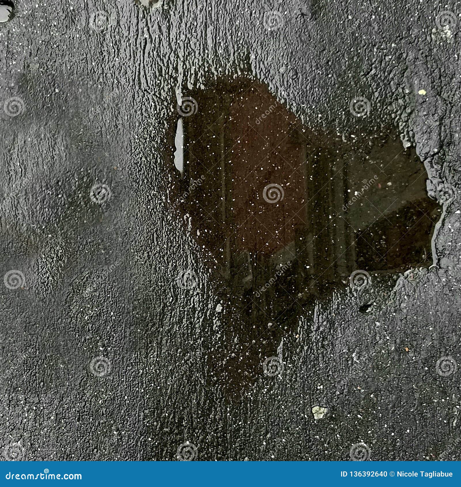 Pothole Filled with Water, Puddle Heart Shape, with Reflection Stock ...