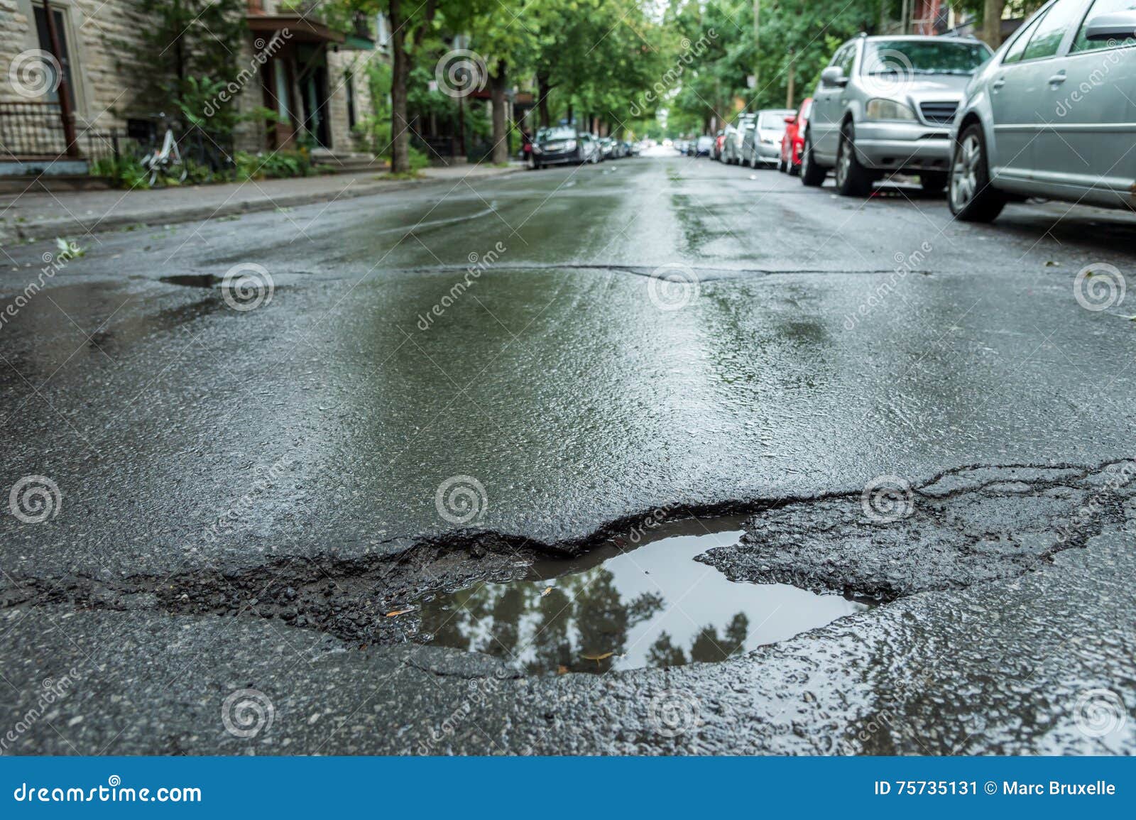 Pothole stock image. Image of montreal, hole, winter - 75735131