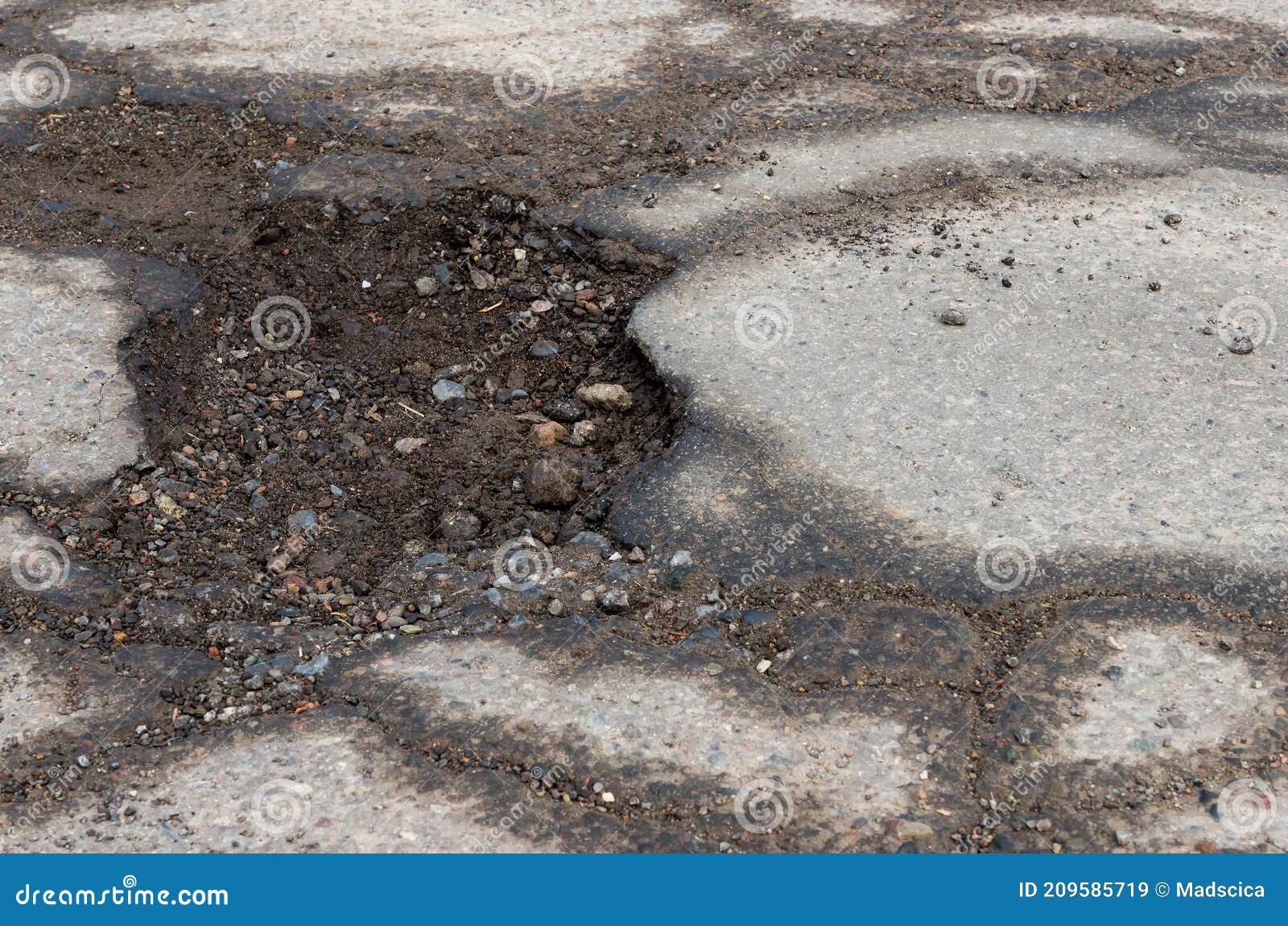 Pothole on a Poorly Maintained Road Stock Image - Image of hole ...
