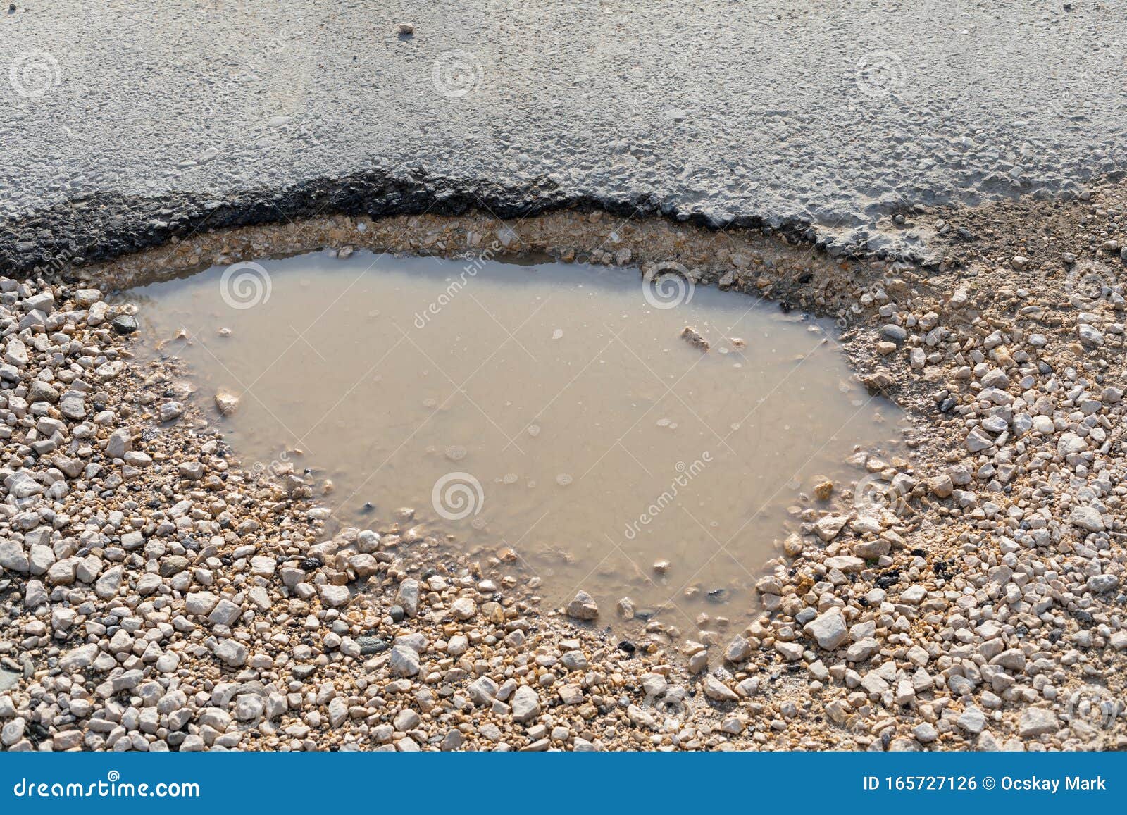 Pothole on road stock photo. Image of nature, land, concrete - 165727126