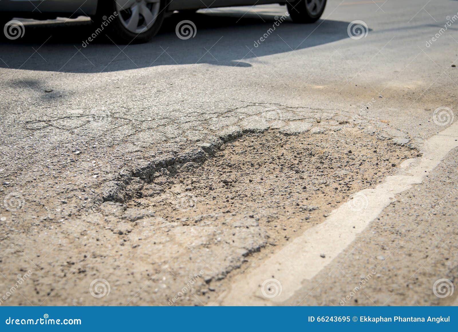 Pothole on the road stock image. Image of street, highway - 66243695