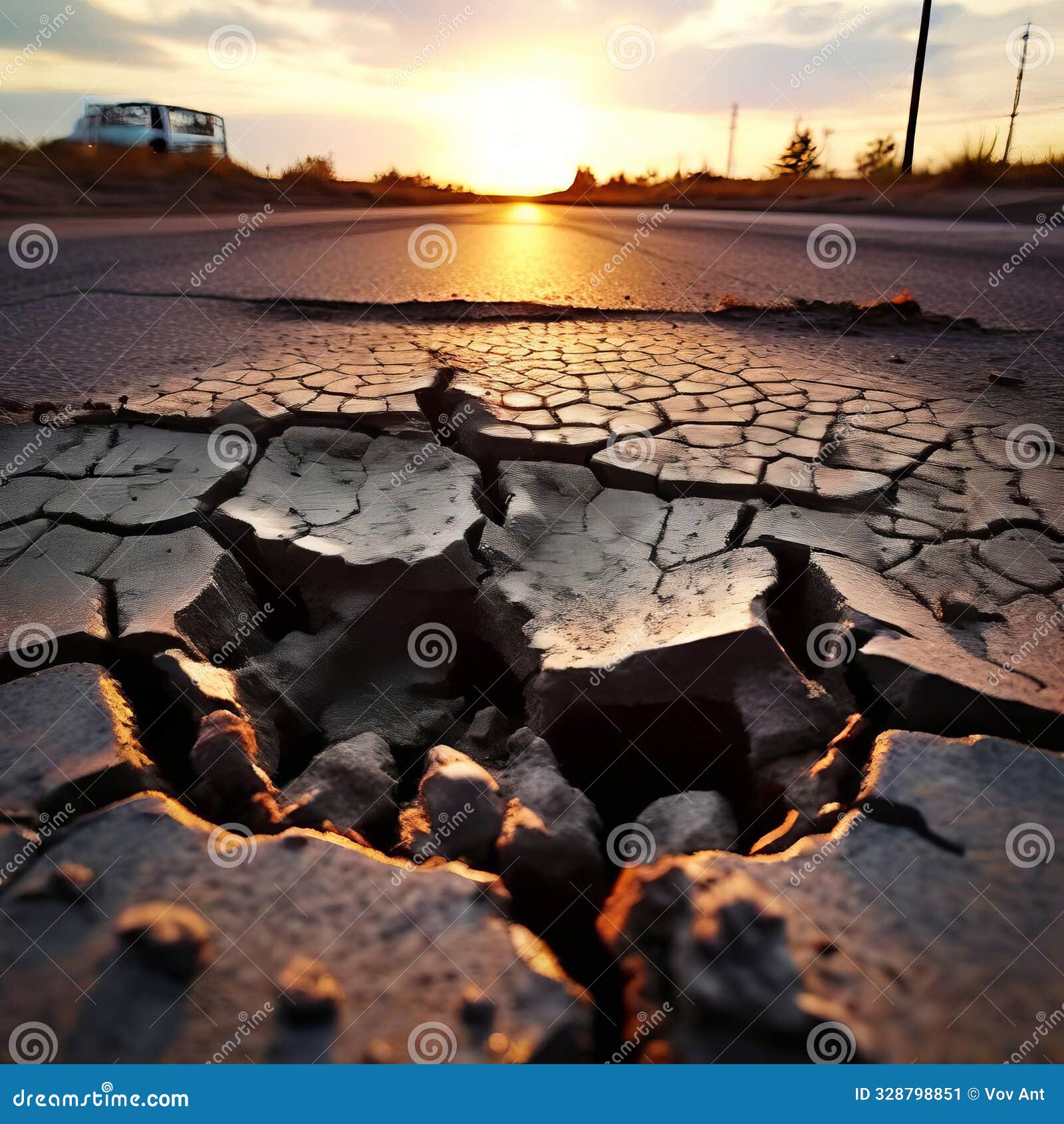 Potholed Asphalt a Damaged Surface with Deep Potholes and Ueven Stock ...