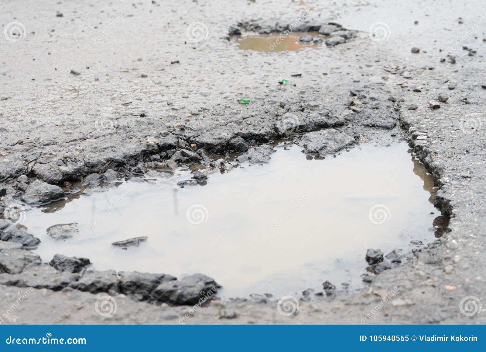 Potholes. Potholes Dangerous To Motorists And Pedestrians. Stock Image ...