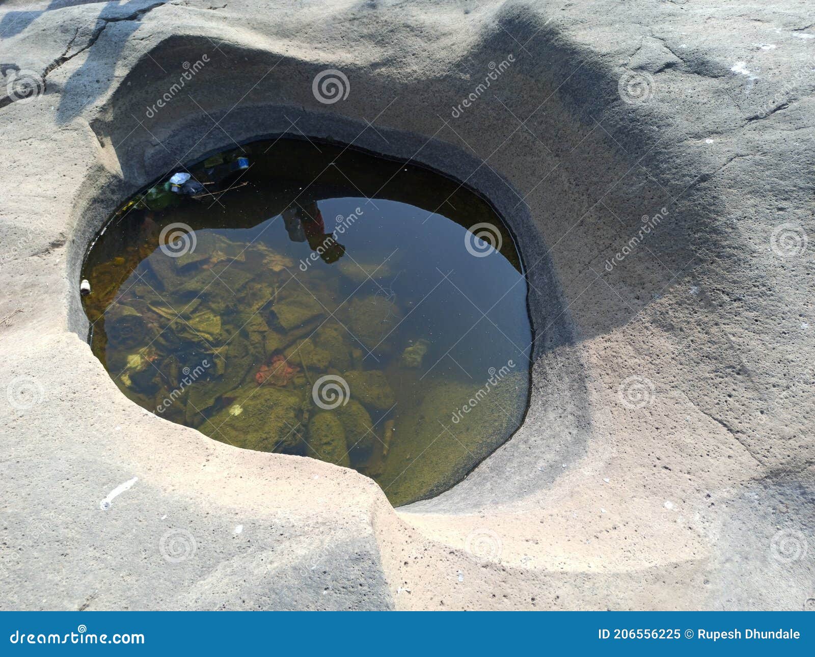 Potholes in the Tapi river stock image. Image of wood - 206556225