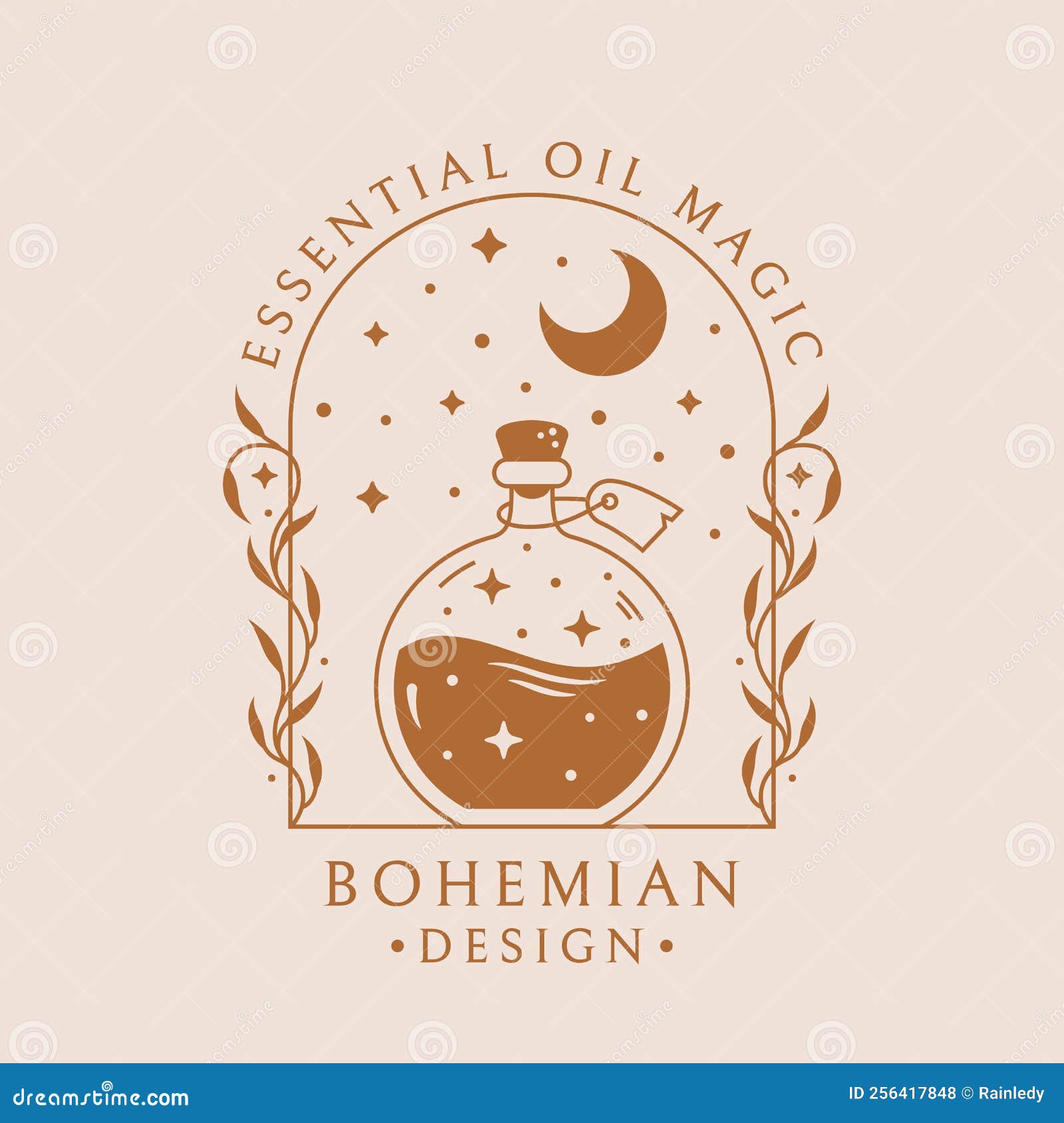 Potion Boho Logo. Vector Emblem with Magic Elixir Bottle Stock Vector ...
