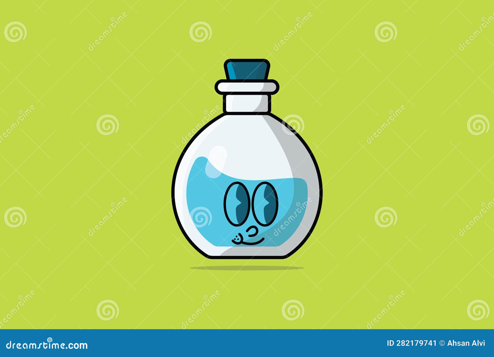 Potion Bottle with Cartoon Face Vector Illustration. Stock Vector ...