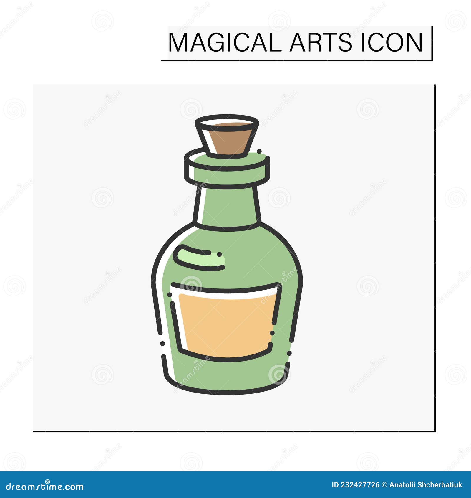 Potion bottle color icon stock vector. Illustration of stars - 232427726