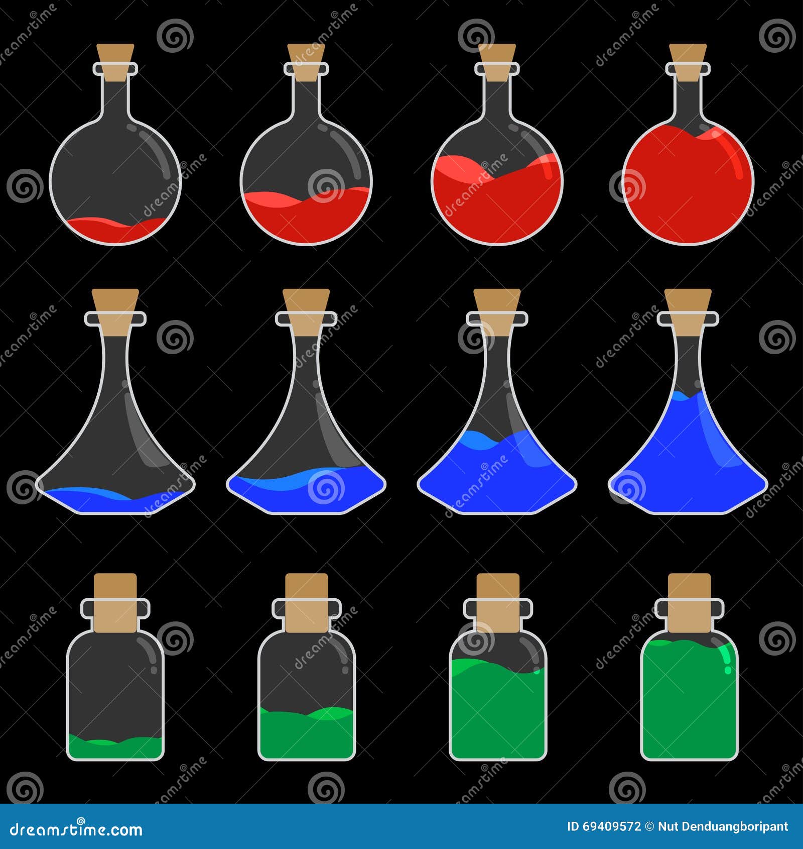 Potion Bottle Design stock vector. Illustration of potions - 69409572
