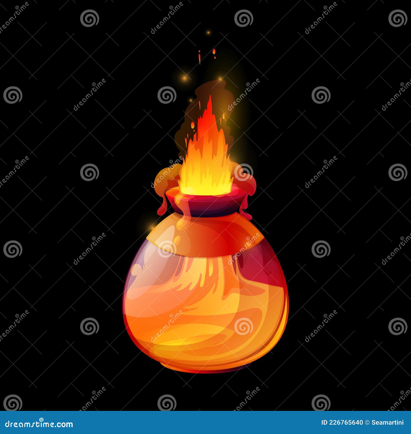 Potion Bottle with Fire Flames, Game Interface Stock Vector ...