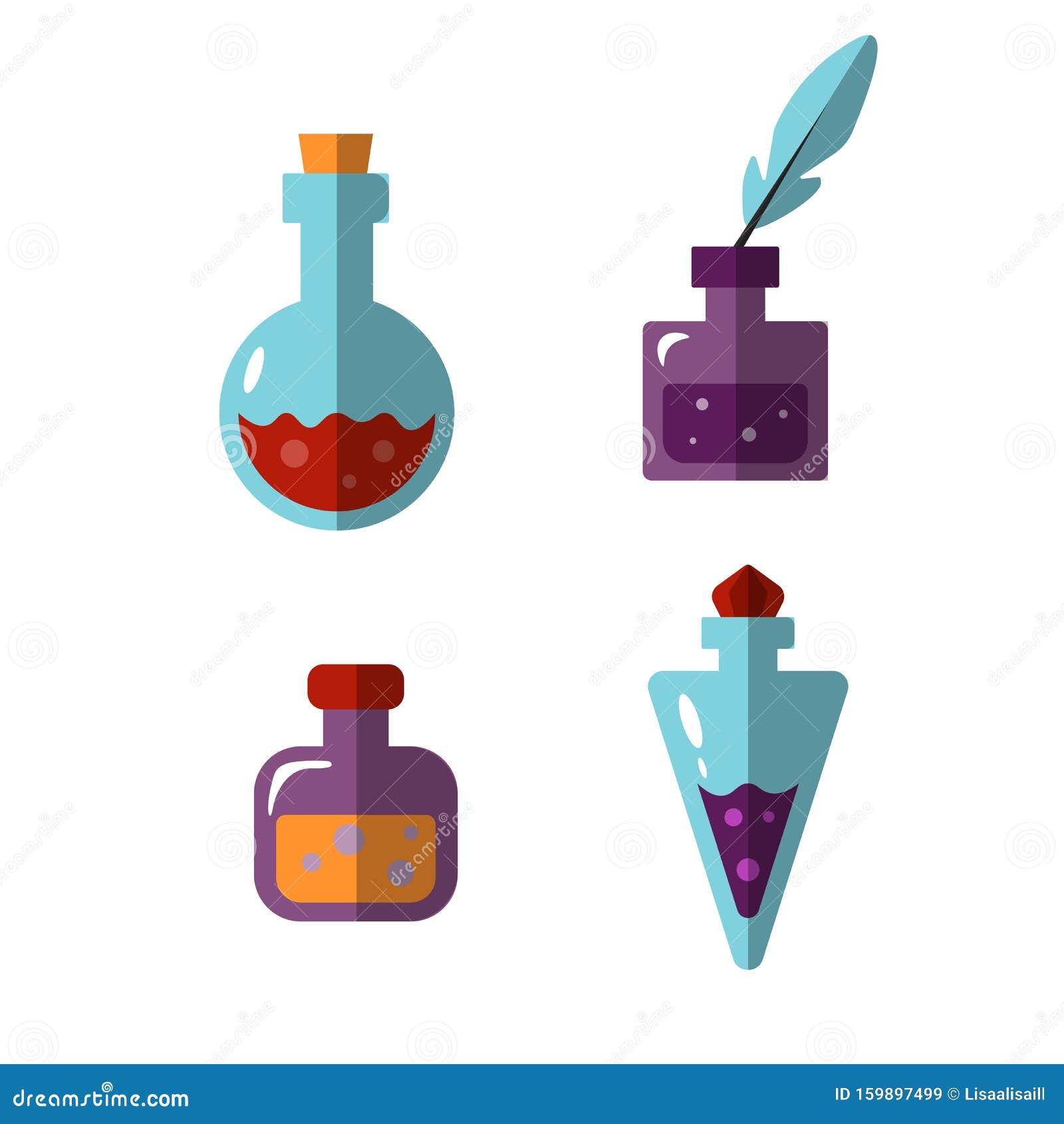 Set Of Flasks And Alchemy Symbols Vector Illustration | CartoonDealer ...