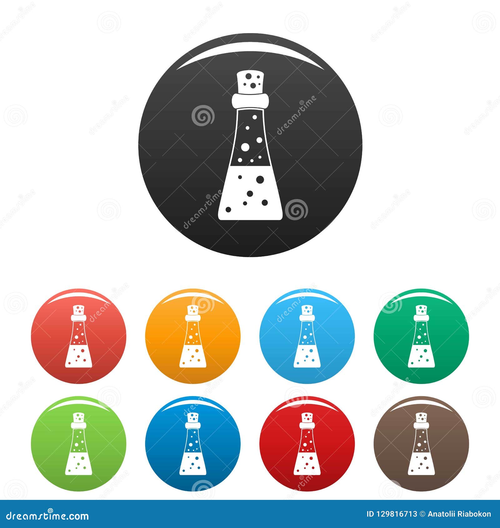 Potion Elixir Bottle Icons Set Color Stock Vector - Illustration of ...