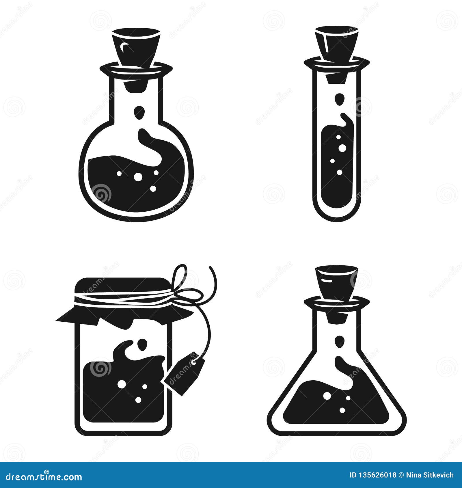 Potion Icon Set, Simple Style Stock Vector - Illustration of chemistry ...