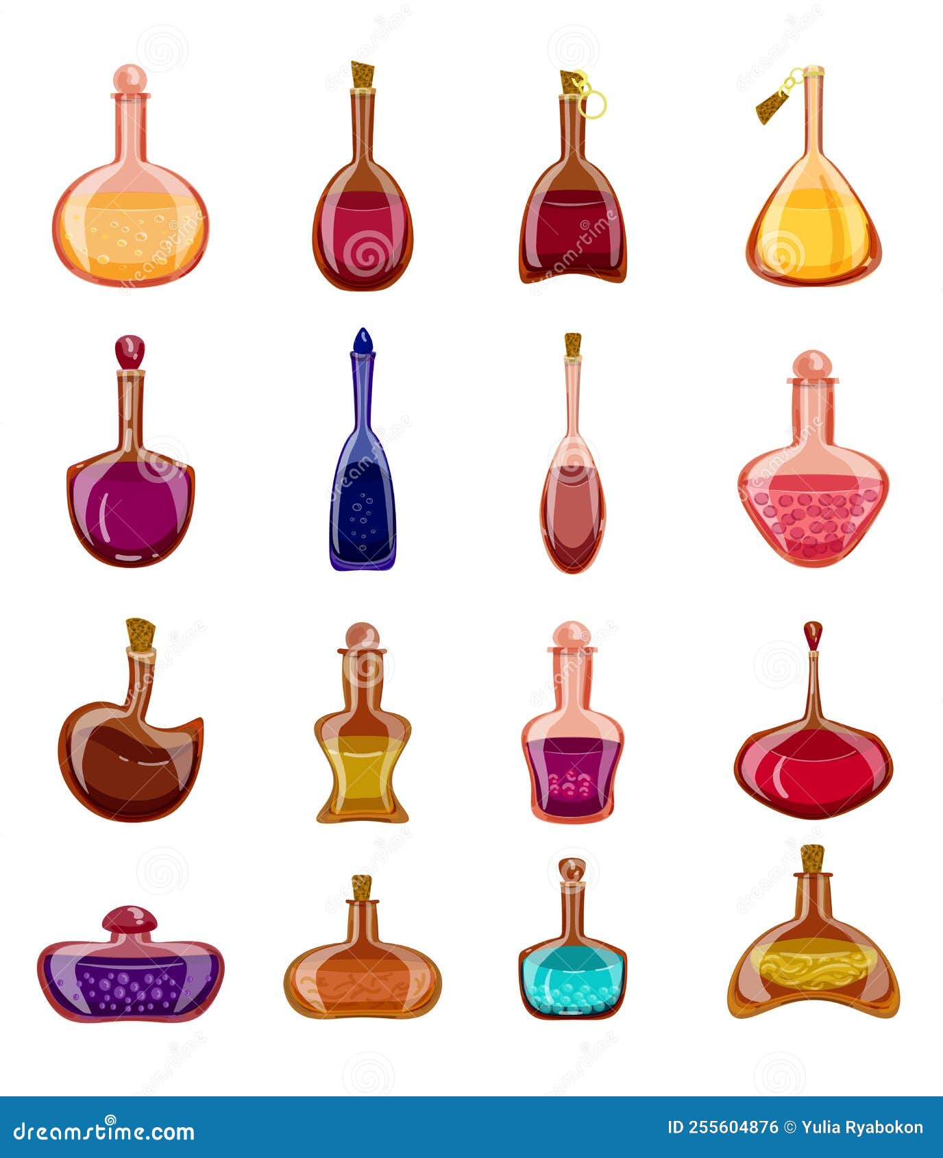 Potion Icons Set Cartoon Vector. Label Bottle Stock Vector ...