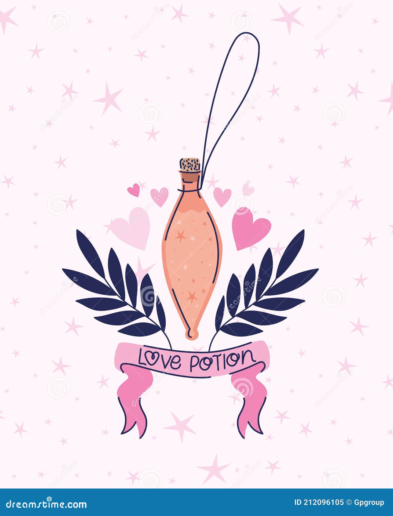 Potion with Love Potion Lettering on a Ribbon Stock Vector ...