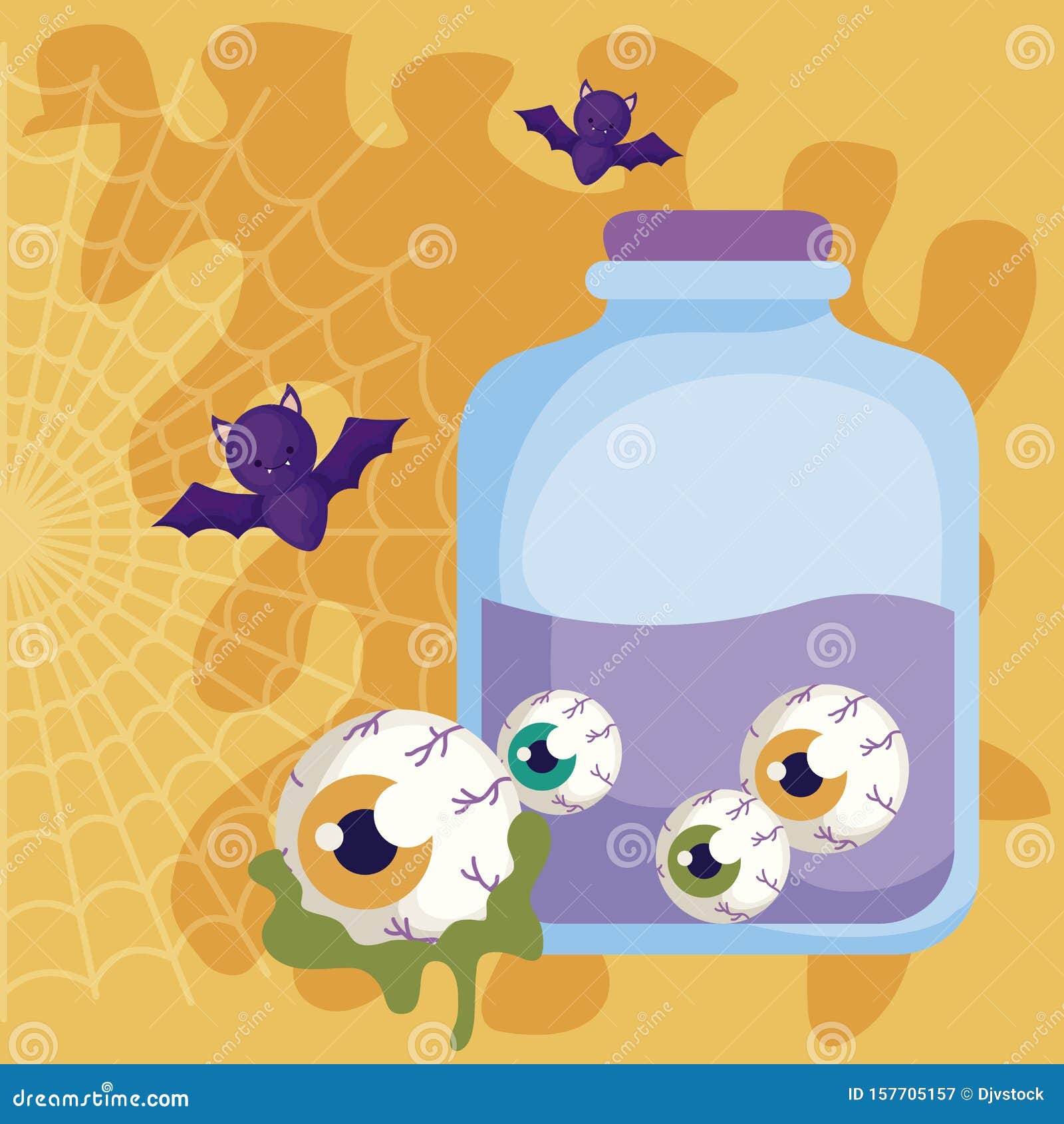 Potion Magic Halloween with Bats Flying Stock Illustration ...