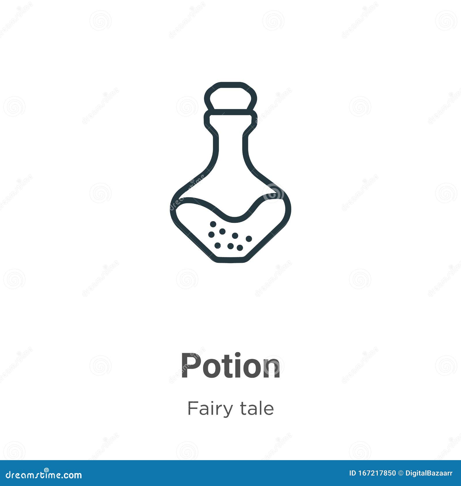 Potion Outline Vector Icon. Thin Line Black Potion Icon, Flat Vector ...