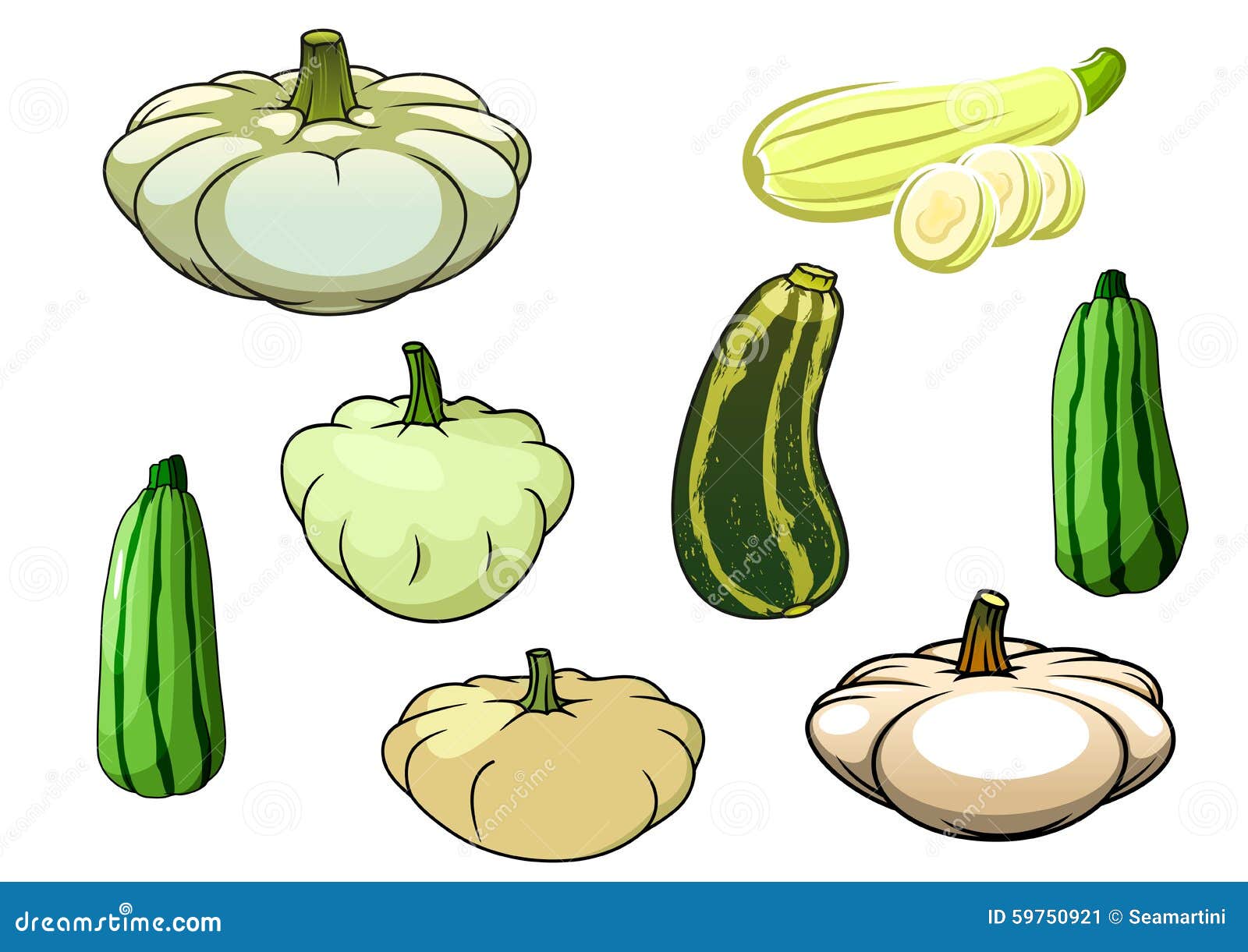 Potiron, Courgette Et Courge Pattypan Illustration de Vecteur ...