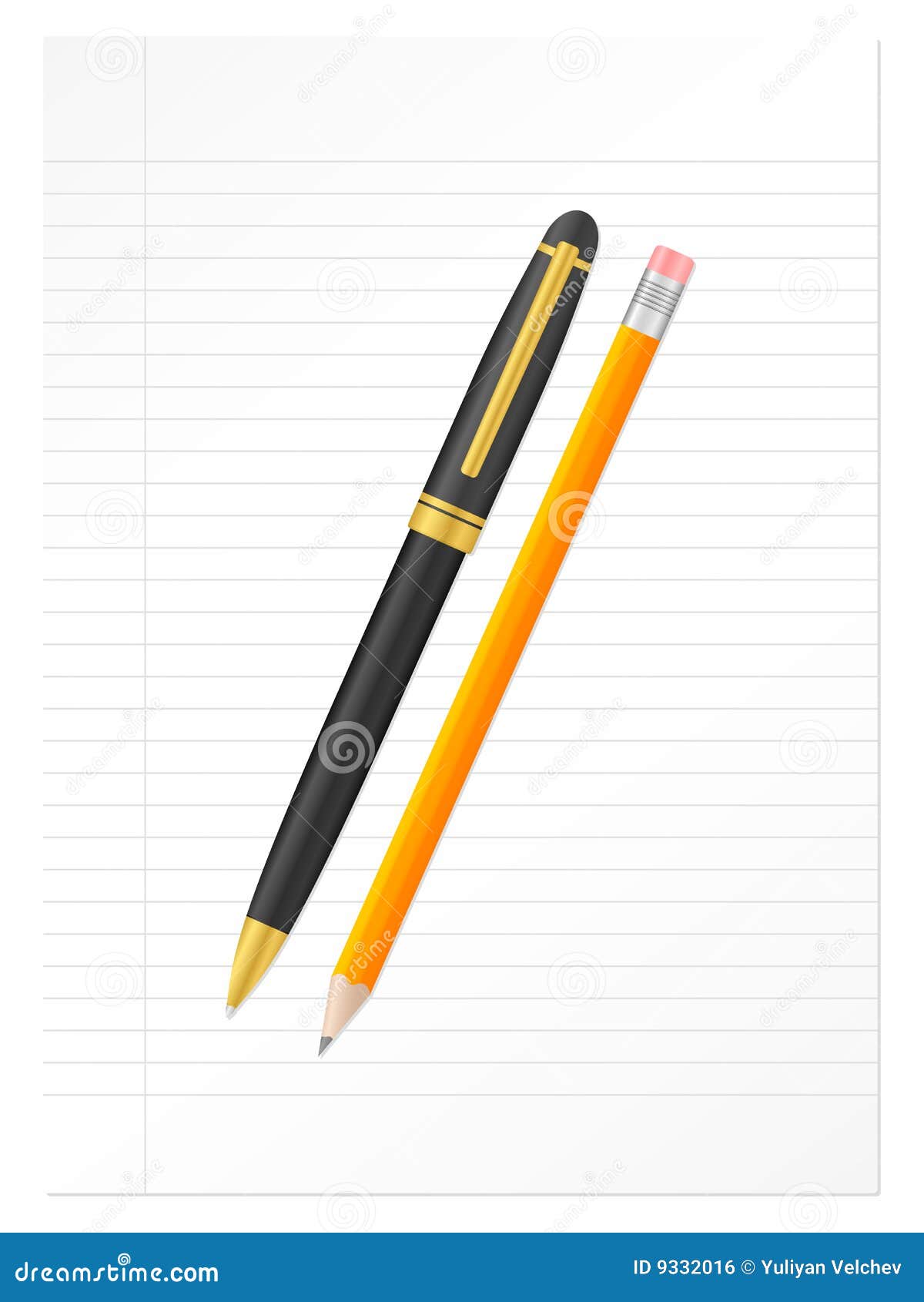 Potlood En Pen 2 Van Het Blad Vector Illustratie - Illustration of ...