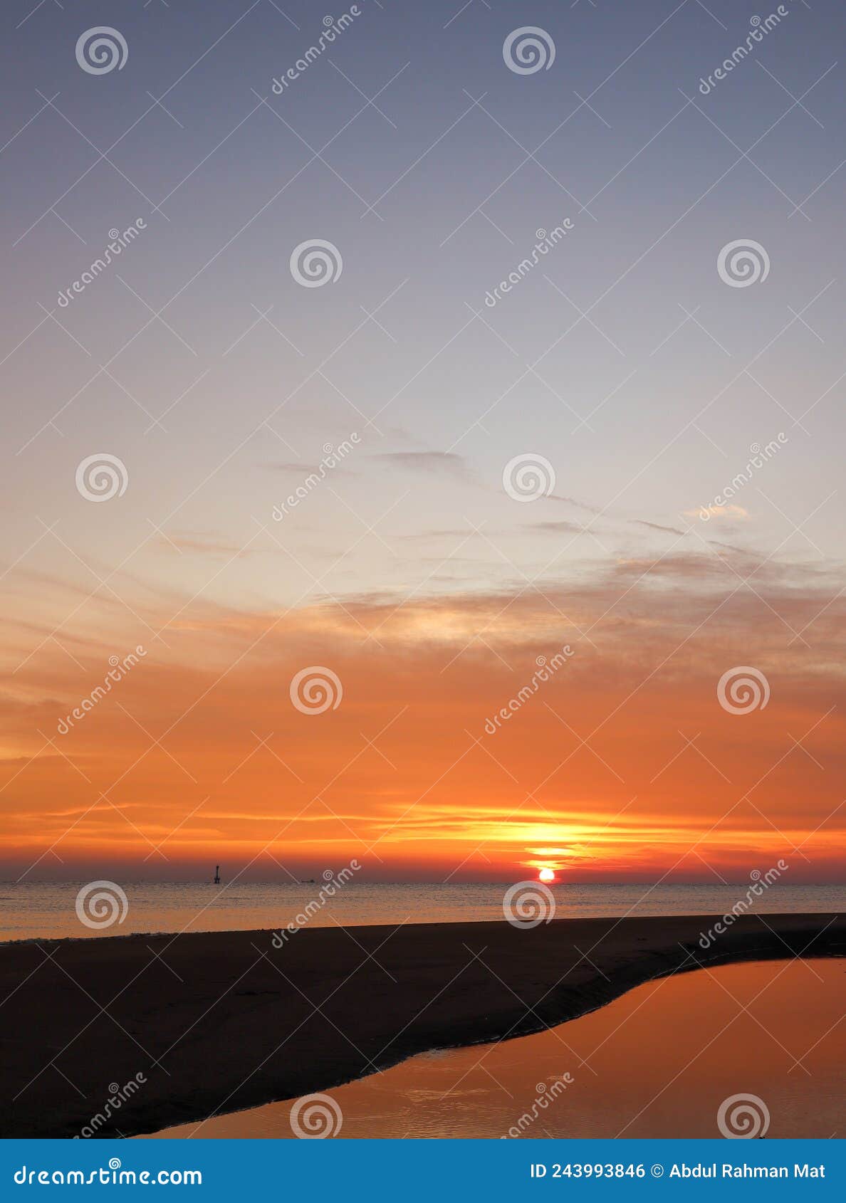 Potrait of Orange Sunset by the Beach Stock Photo - Image of evening ...