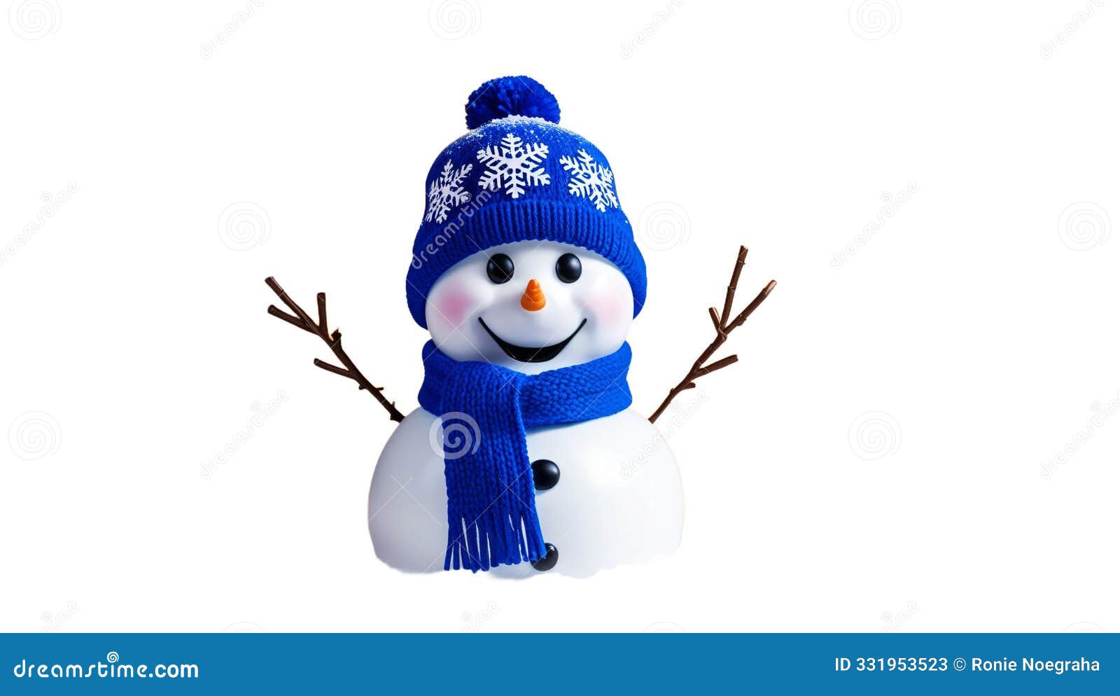 Snowman with Blue Hat and Scarf Isolated on Transparent Background ...