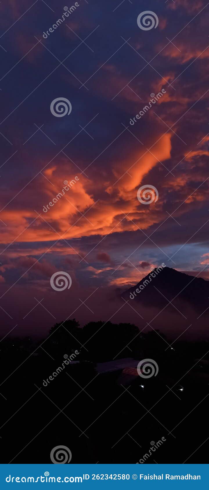 Potrait View with Mountain Background and Beautiful Sky Stock Photo ...