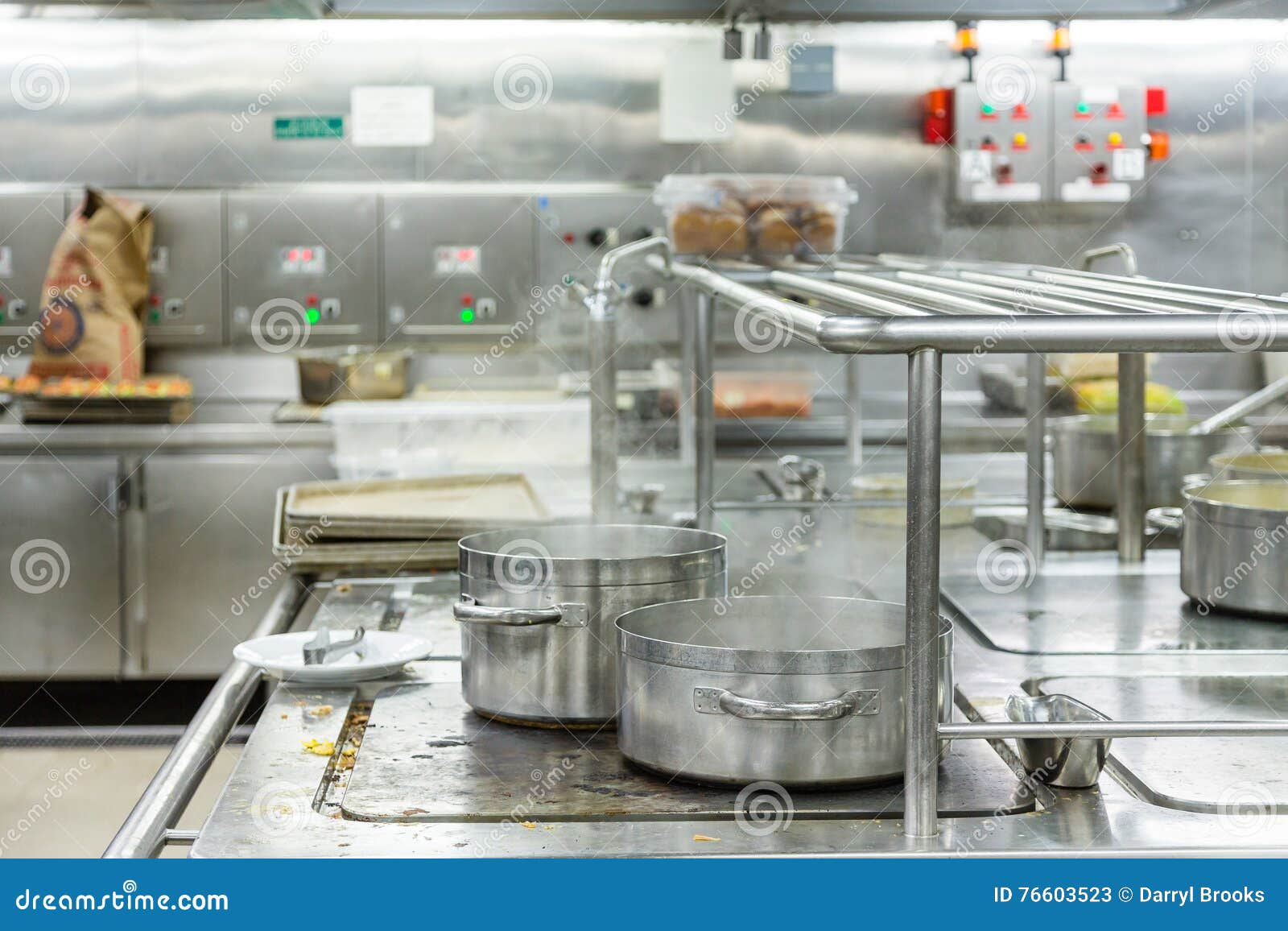 Pots Boiling in Commercial Kitchen Stock Image - Image of food, prep ...