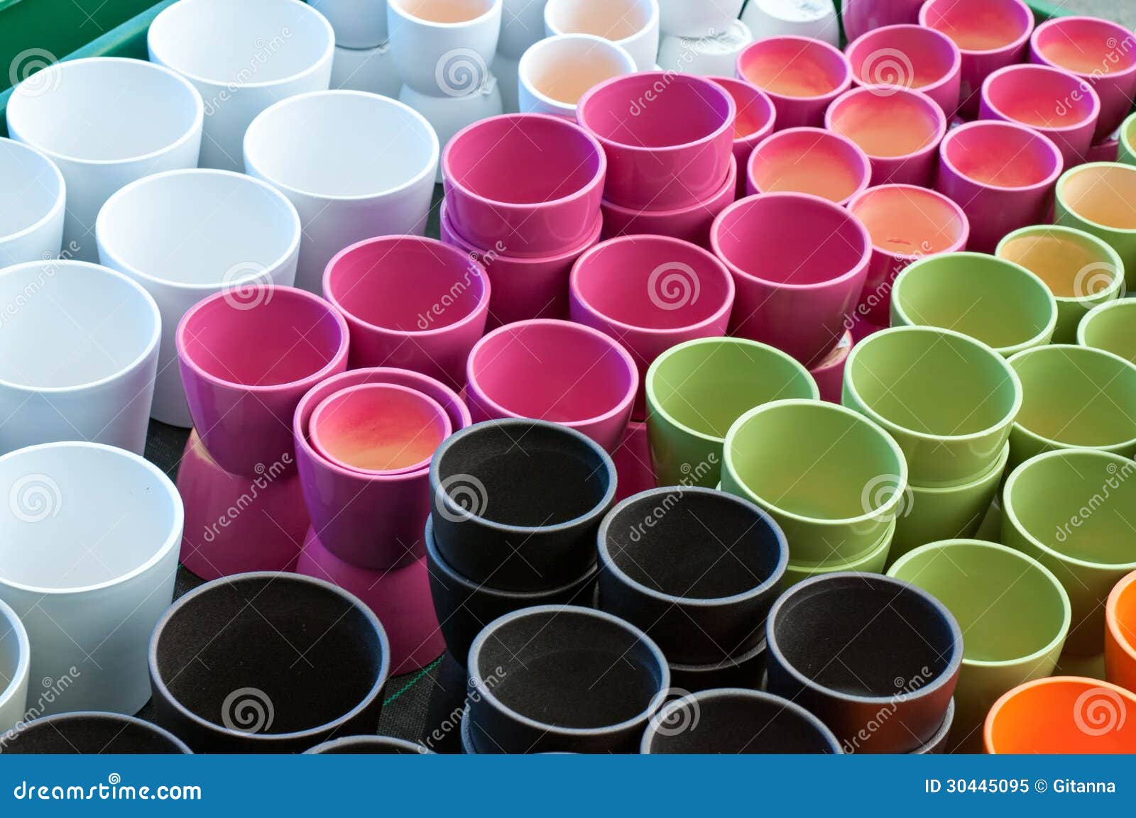 Pots for colors stock image. Image of gardening, group - 30445095