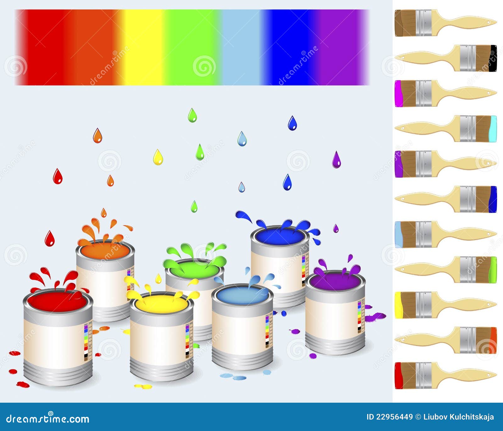 Pots of Colour Paint and a Paintbrush Stock Vector - Illustration of ...