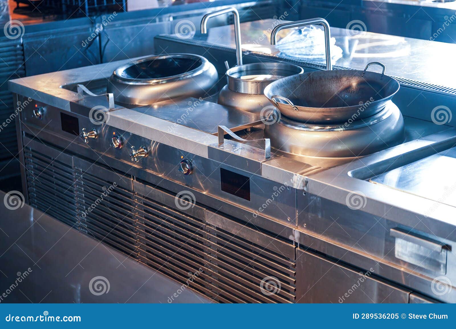 Pots and Cooktops in Restaurant Commercial Kitchens Stock Image - Image ...