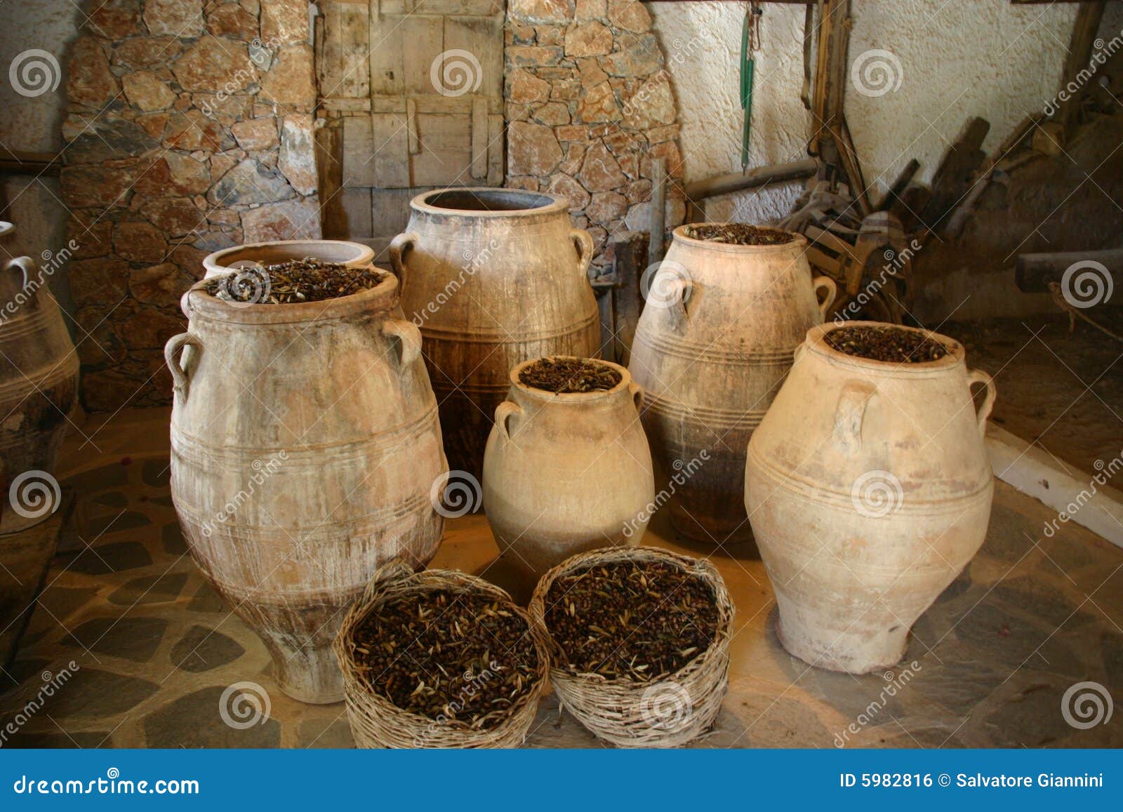 Pots full of olives stock photo. Image of italian, black - 5982816