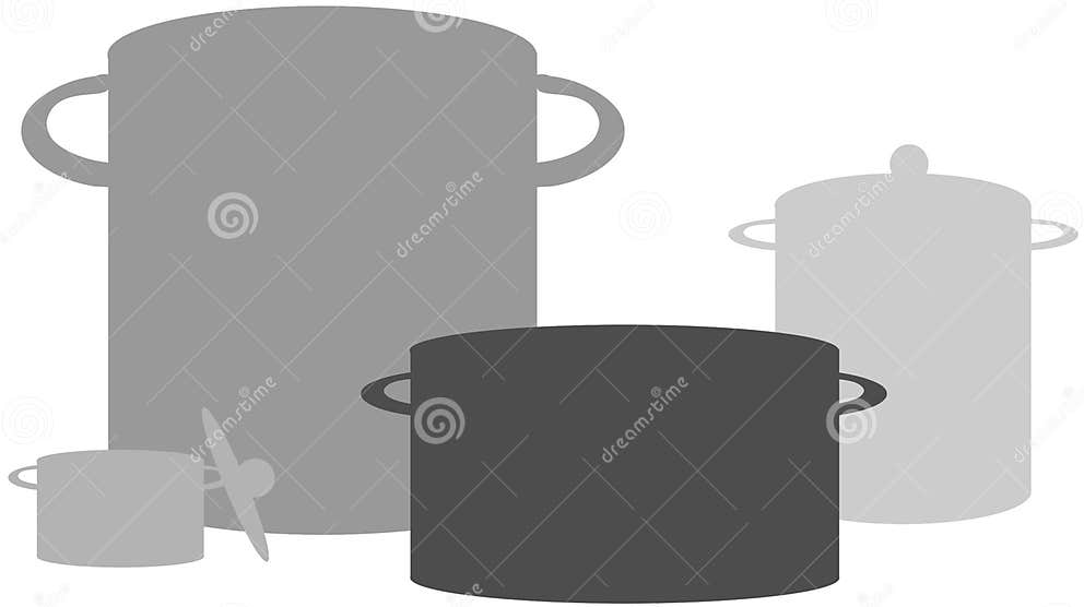 Set of Stylized Pots Isolated Stock Illustration - Illustration of ...