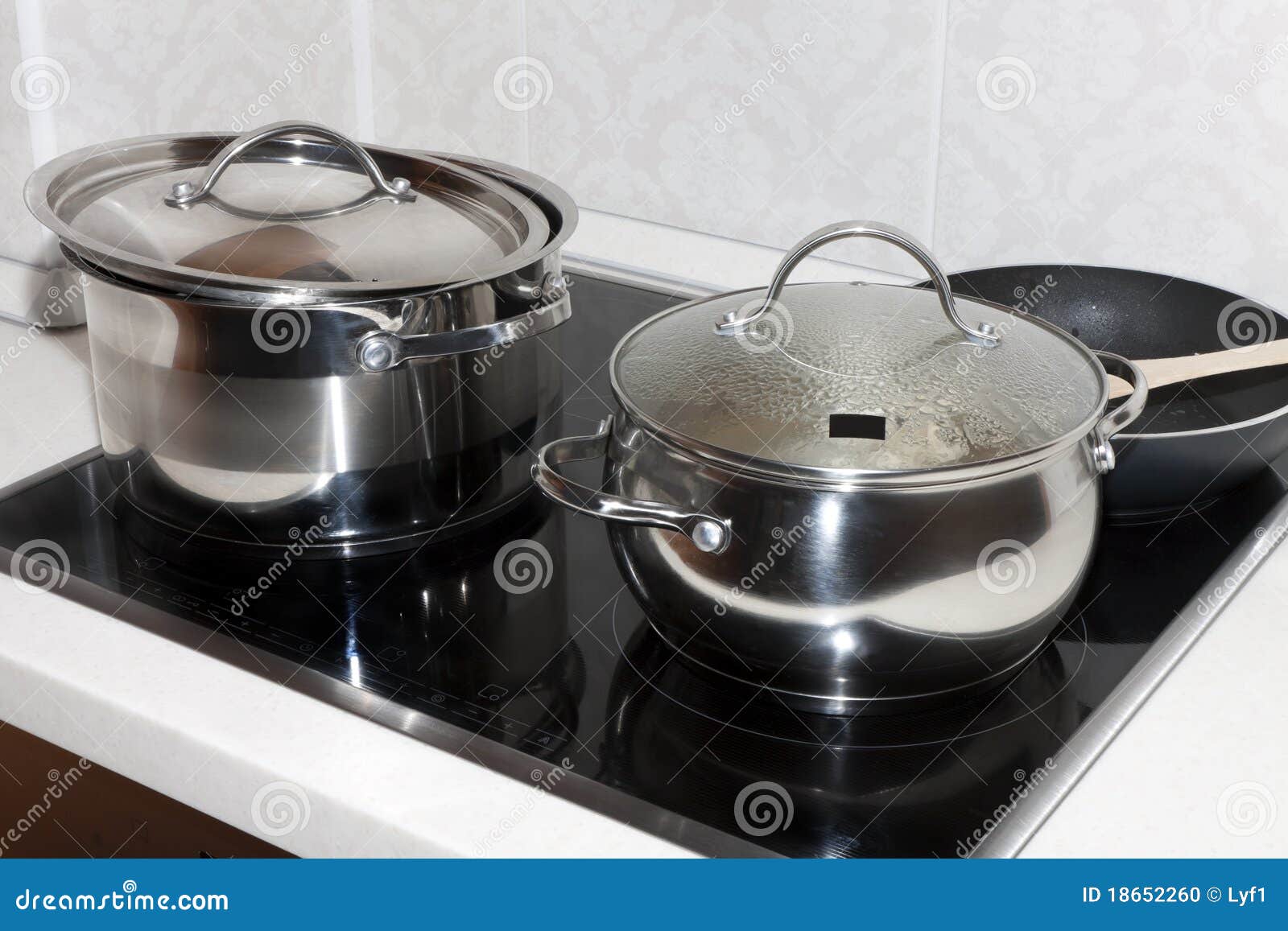 Pots on a kitchen stock photo. Image of stainless, house - 18652260
