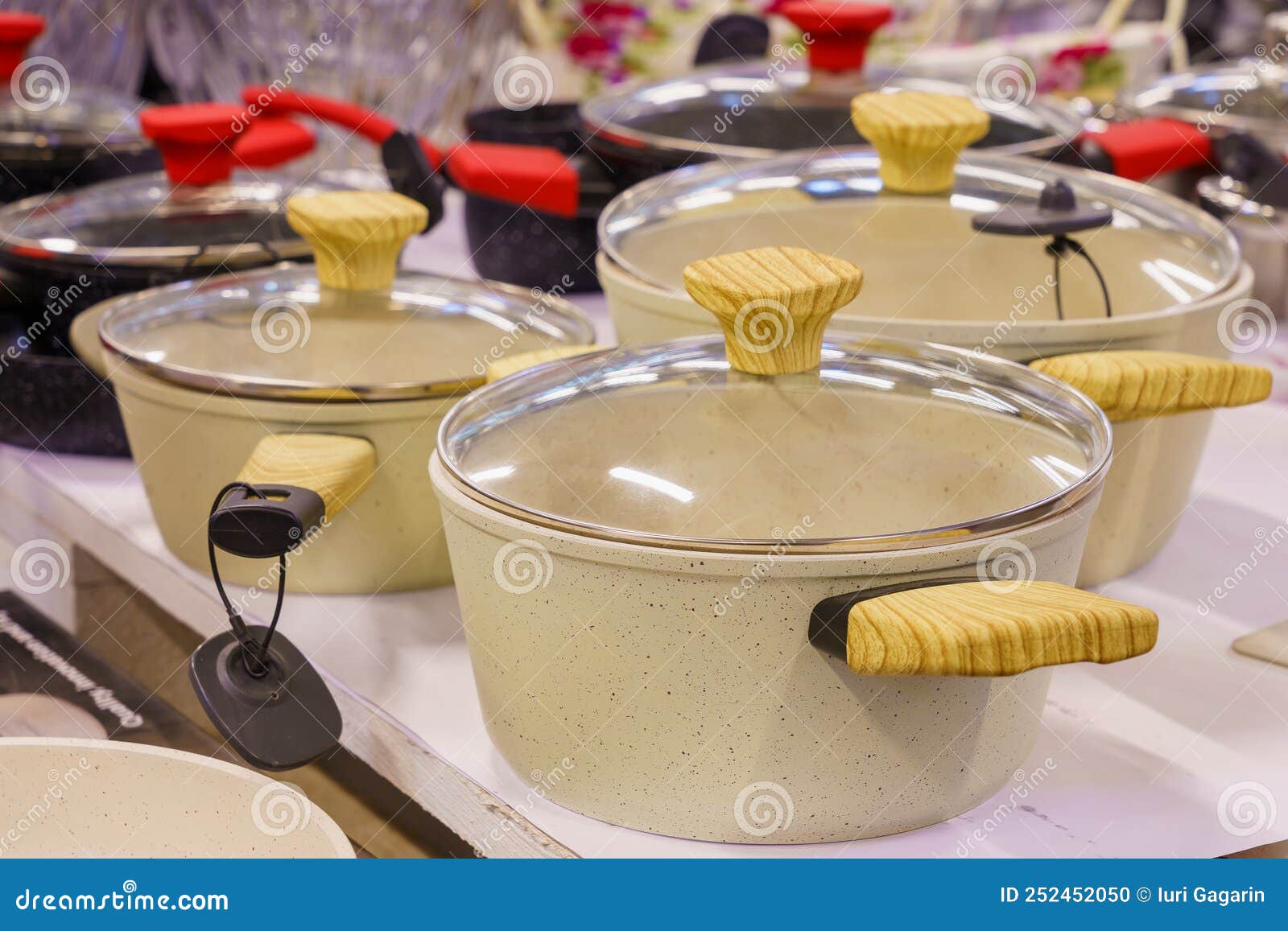 Pots for the Kitchen. Background with Copy Space Stock Photo - Image of ...