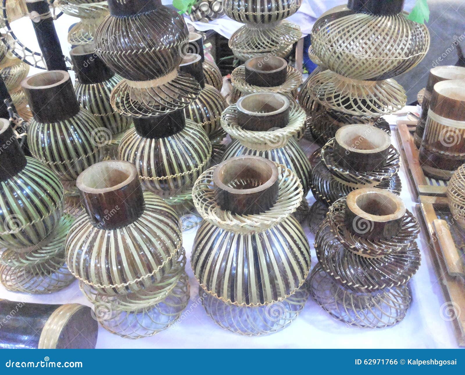 Pots made from bamboo stock photo. Image of bamboos, bamboo - 62971766