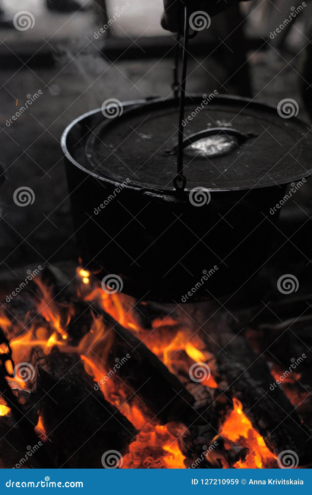 Pots Over Fire and Steam Coming from Them, Stock Image - Image of blaze ...