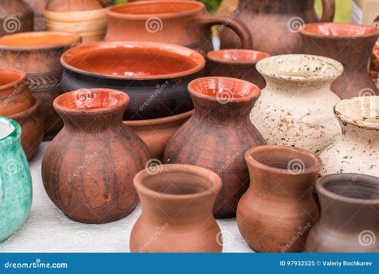 Pots and Pottery Earthen Sauceres Stock Image - Image of pottery ...