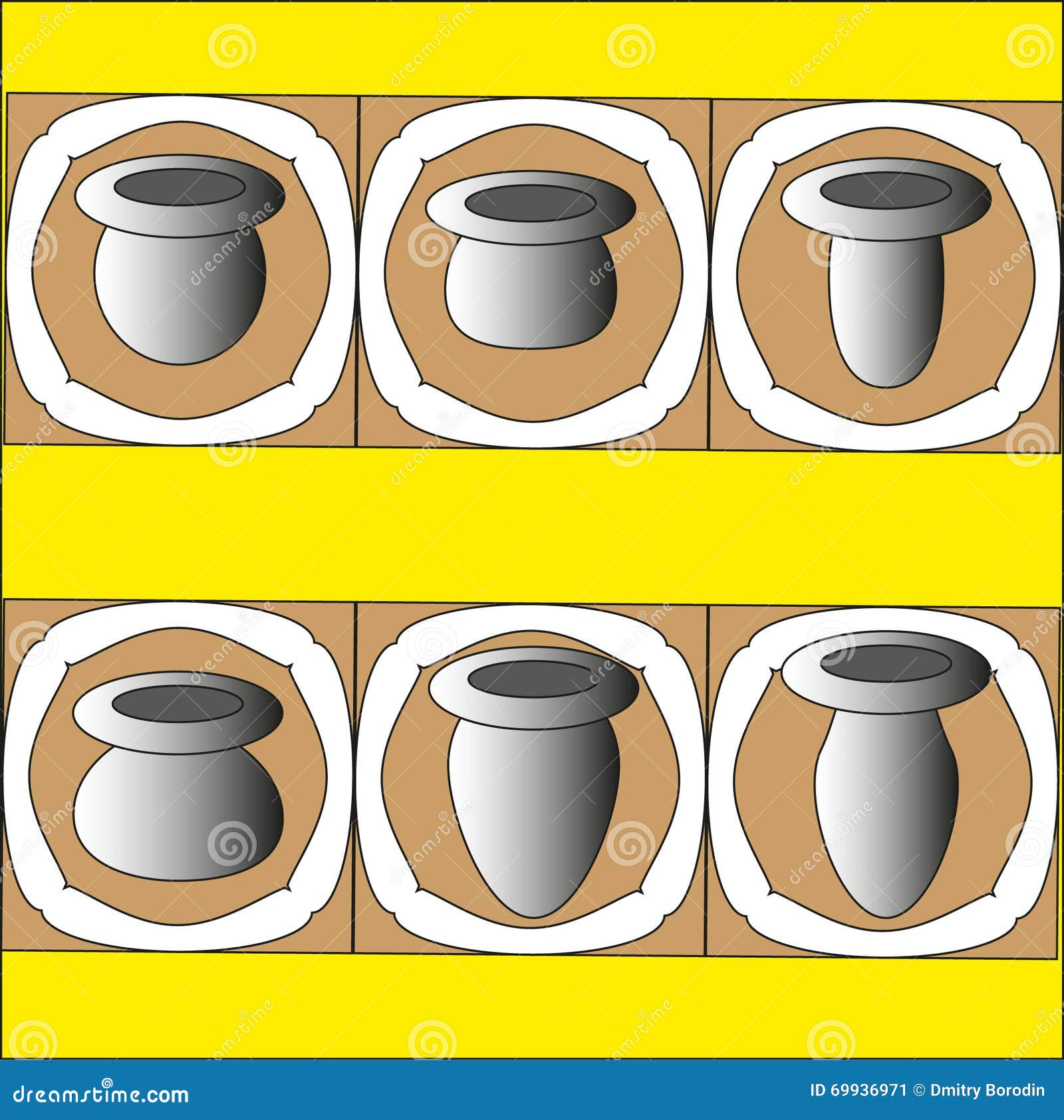 Pots stock vector. Illustration of shapes, ribbon, elements - 69936971