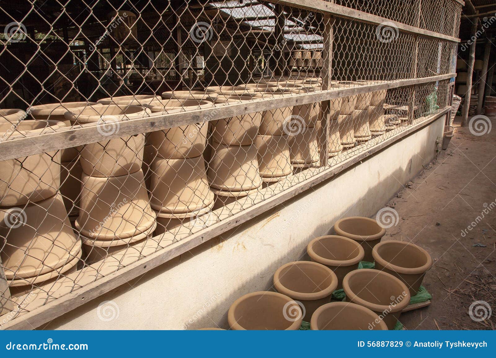 Pots with a Stack after Stack Stock To Stand in the Shade Stock Image ...