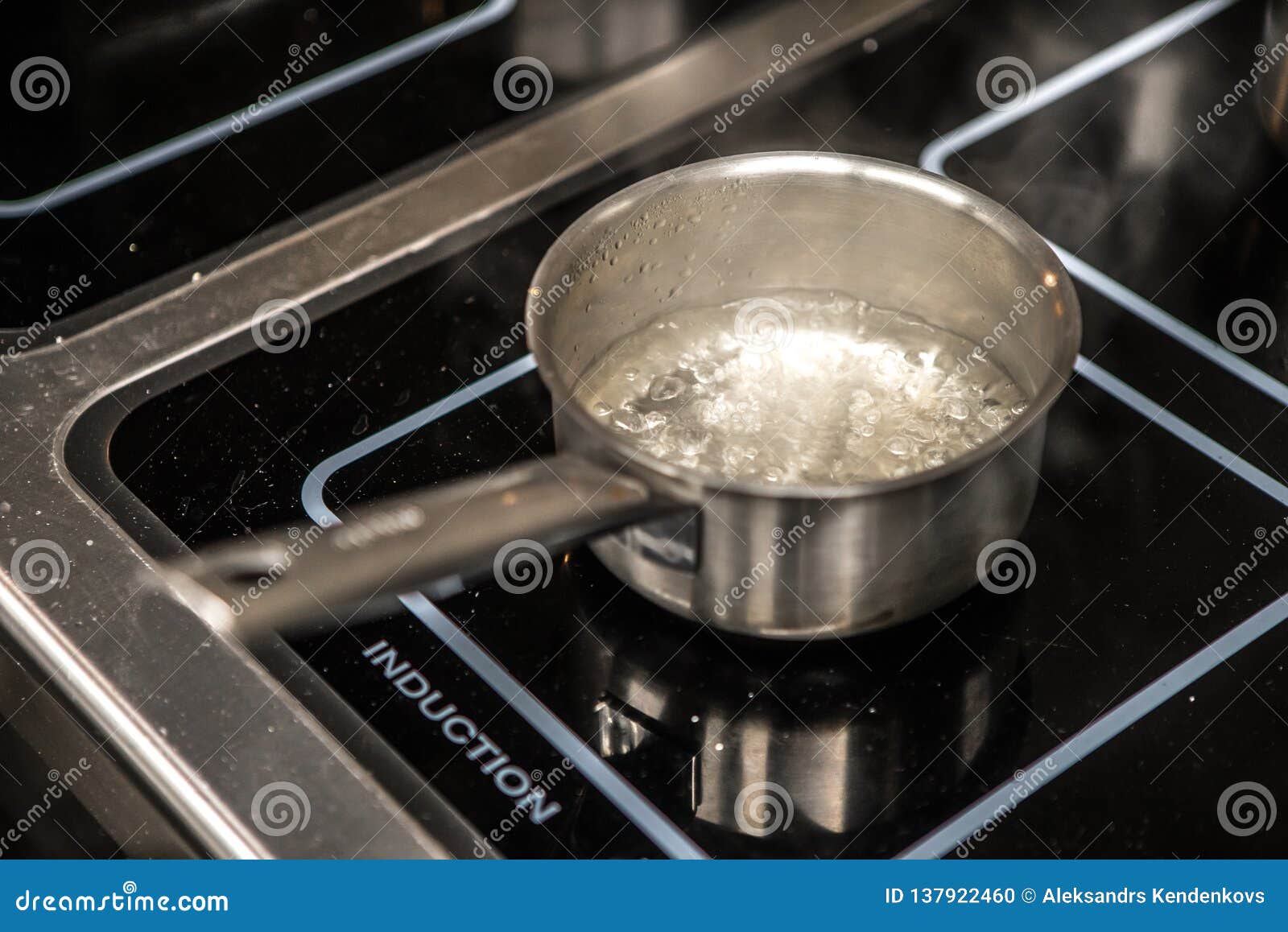 Pots on the Stove in the Restaurant. Cooking Food. Stock Photo - Image ...