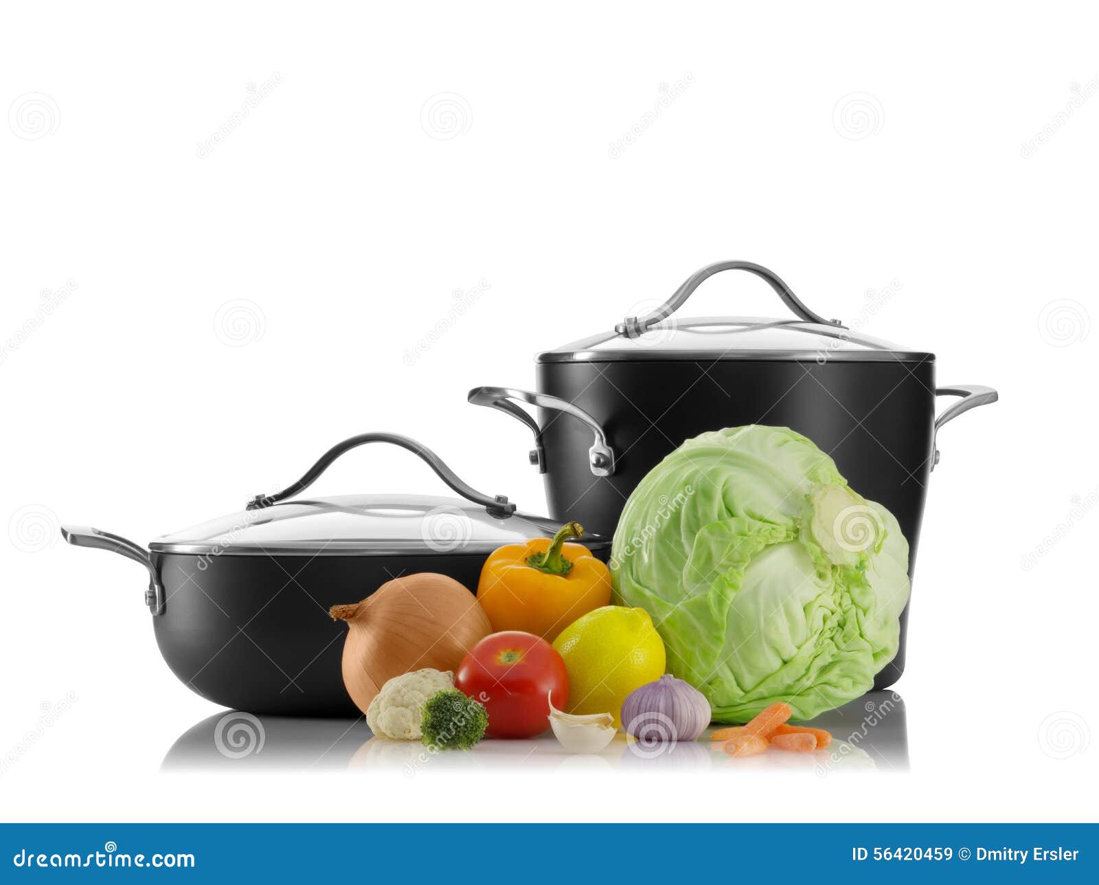 Pots and vegetables stock image. Image of culinary, garlic - 56420459