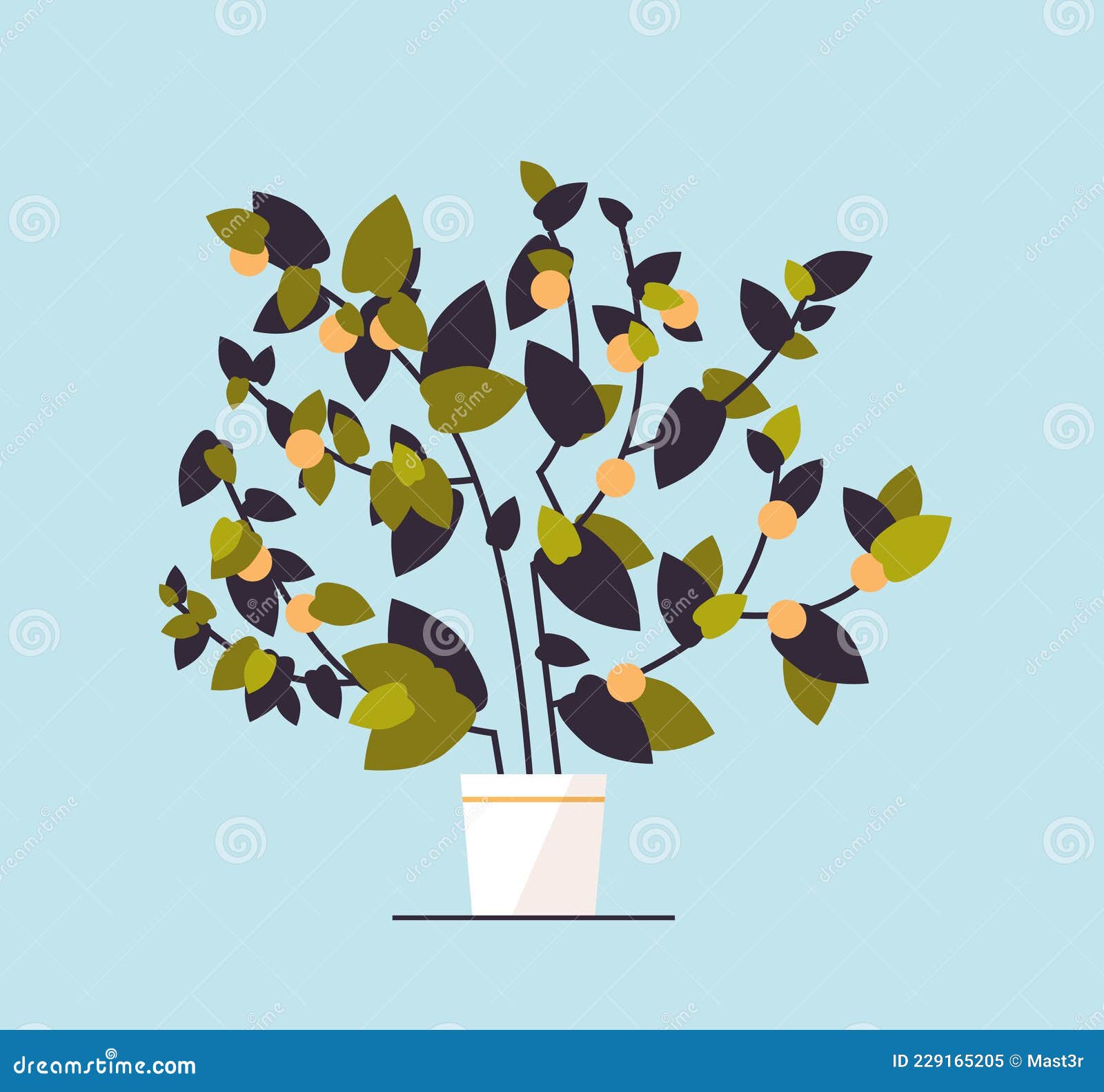 Potted Lemon Plant Growing Fruit Tree in Pot Stock Vector ...