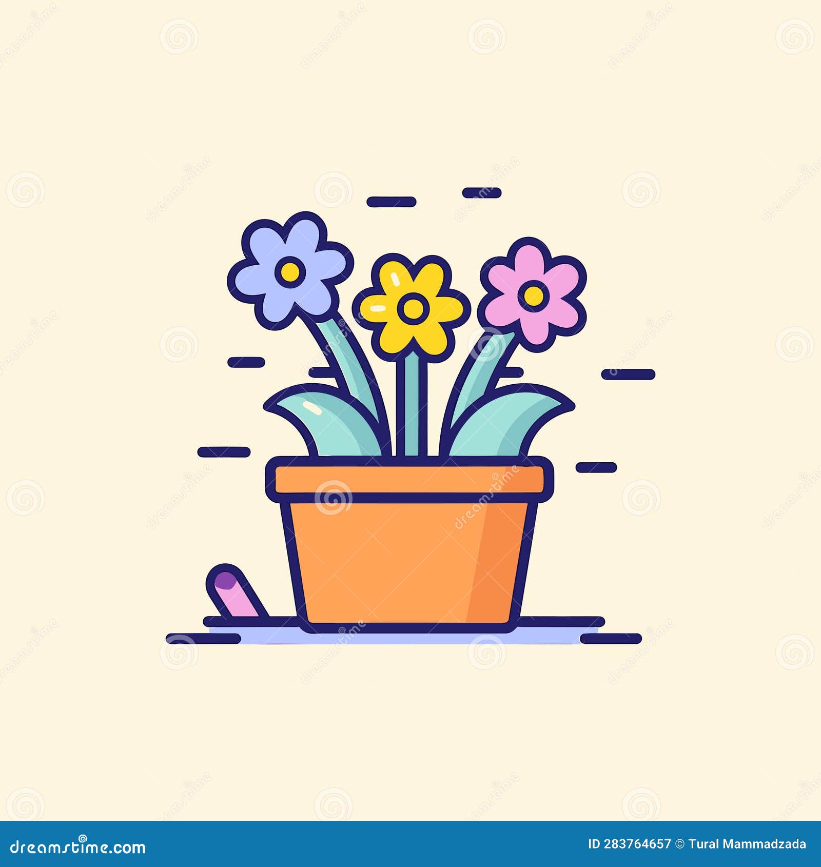 Vector of a Potted Plant with Colorful Flowers in a Decorative Pot ...