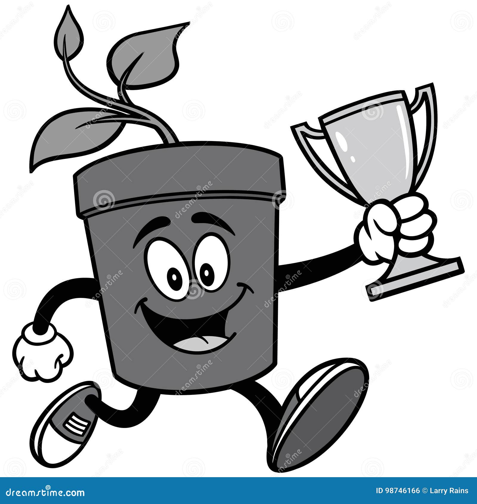 Potted Plant Running with Trophy Illustration Stock Vector ...
