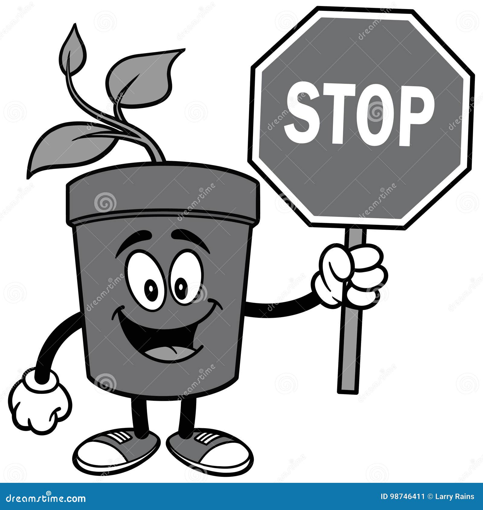 Potted Plant with Stop Sign Illustration Stock Vector - Illustration of ...