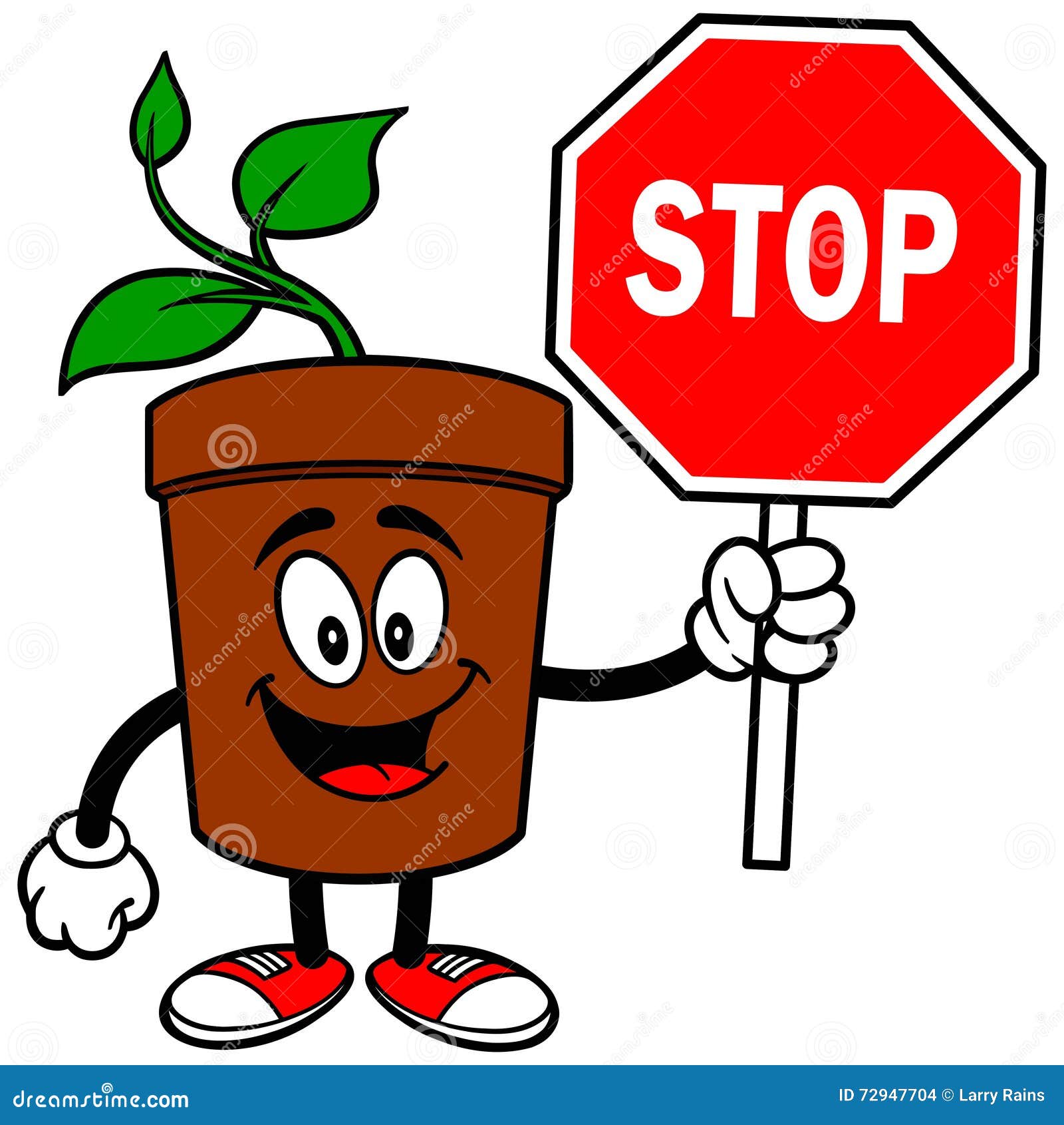 Potted Plant with Stop Sign Stock Vector - Illustration of growth ...