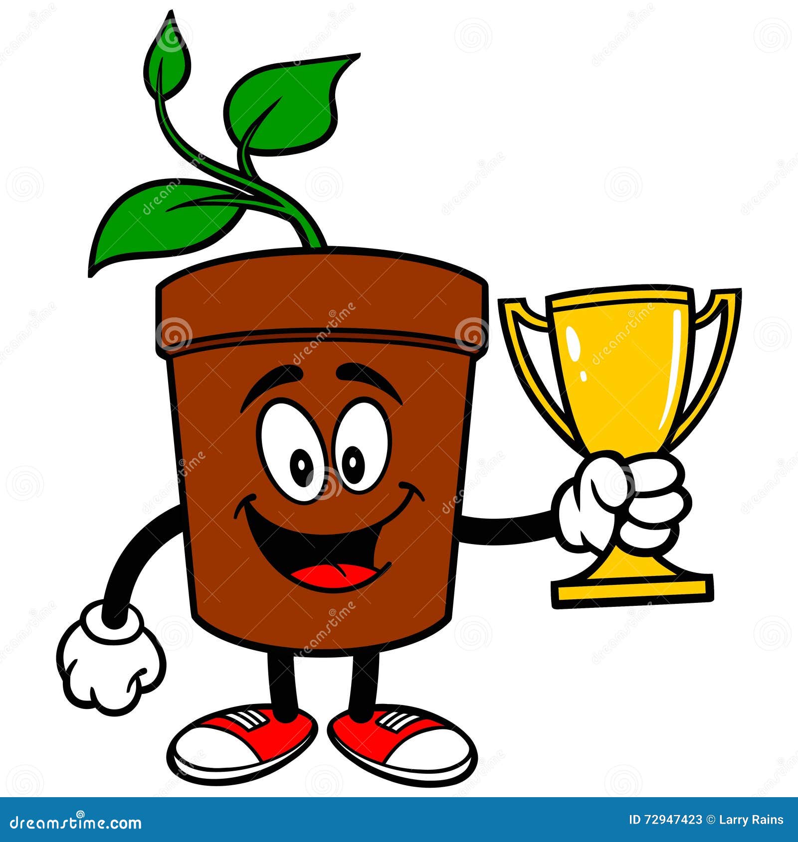 Potted Plant with Trophy stock vector. Illustration of leaf - 72947423