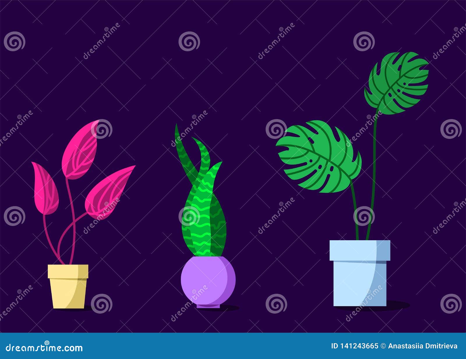 Potted plants set stock vector. Illustration of green - 141243665