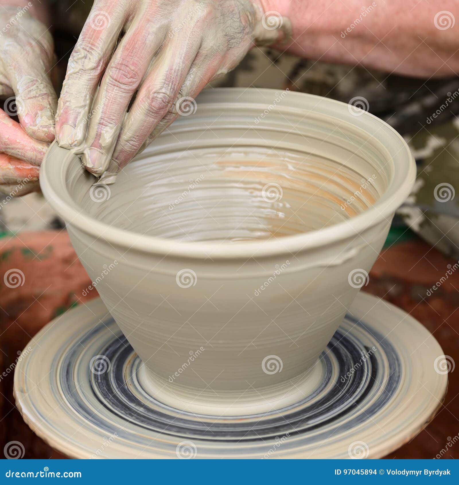 Potter Making Ceramic Pot on the Pottery Wheel Stock Photo - Image of ...
